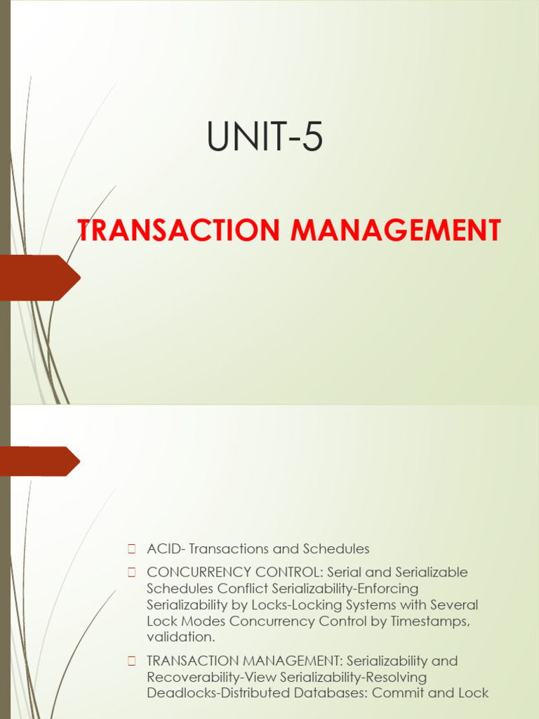 DBMS_Transaction Management_UNIT 5 | PDF | Database Transaction | Acid