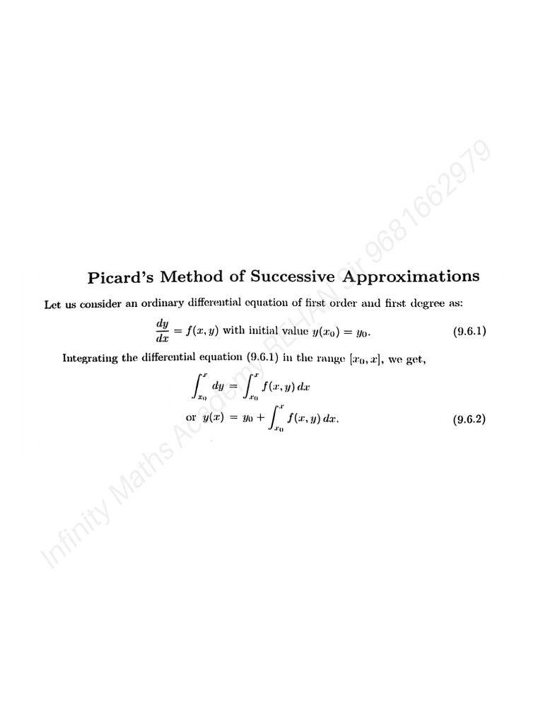 Picard's Method for Differential Equations | PDF | Equations | Ordinary ...