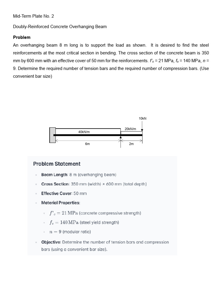 Designing Reinforcements for Concrete Beam | PDF