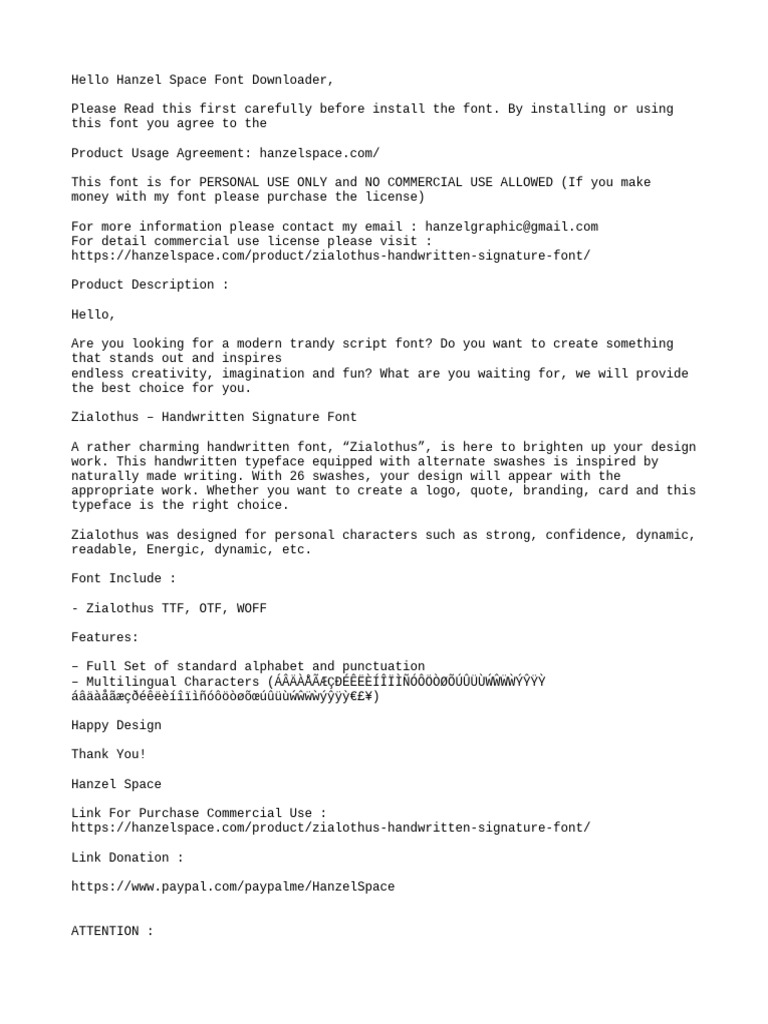 Important Information About This Font Please Read Me BF6722159901adf | PDF