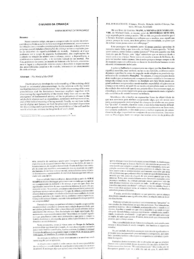 CYTRYNOWICZ, M. B. - O Mundo Da Criança | PDF