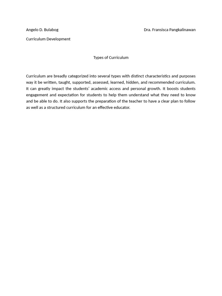 Types of Curriculum | PDF
