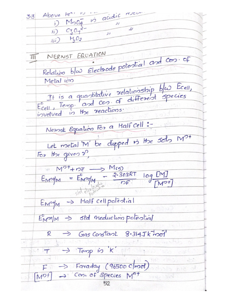 Nernst Equation | PDF