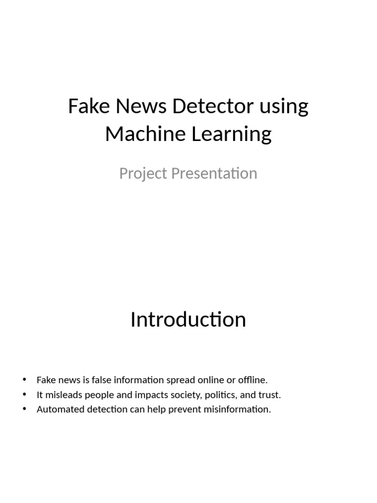 Fake News Detector Presentation | PDF