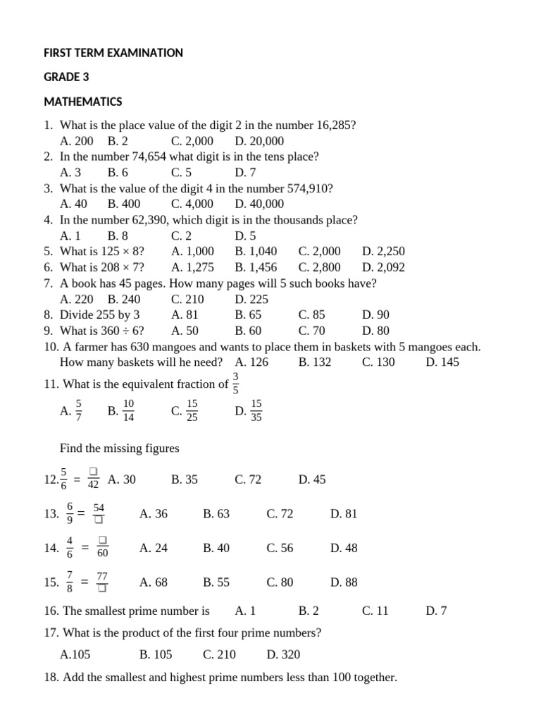 Maths OBJ Exams - 031348 | PDF | Prime Number | Numbers
