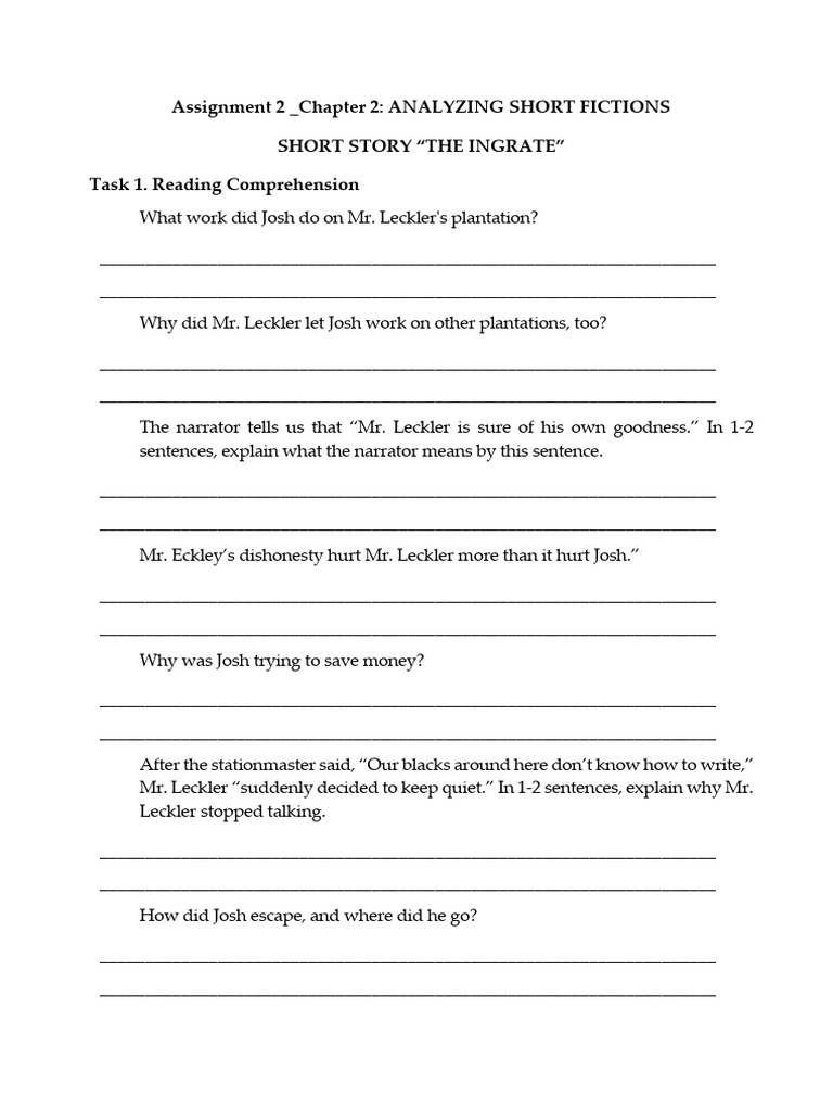 Assignment 2 - Chapter 2 - Analyzing Short Fictions | PDF | Chess Theory | Chess