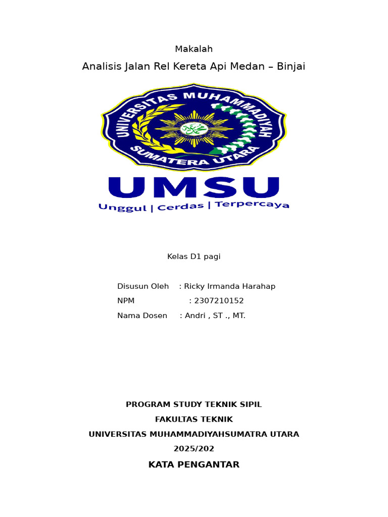 Analisis Jalan Rel Kereta Api Medan-Binjai | PDF