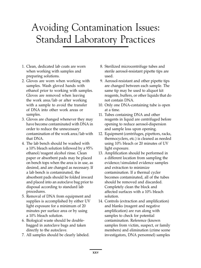 Avoiding Contamination Issues Standard Laboratory PR 2013 Forensic DNA ...