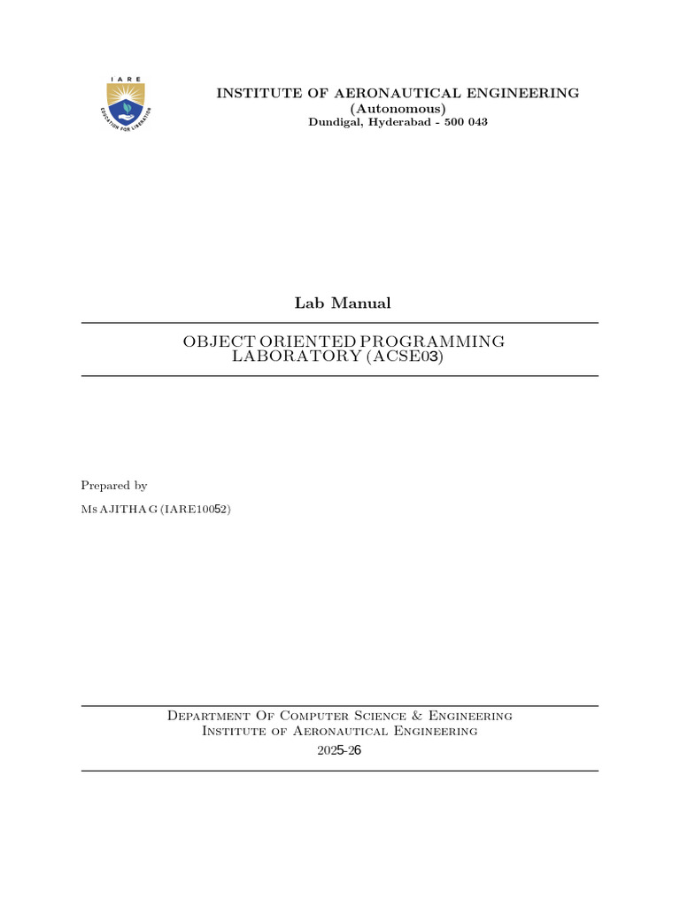 Acse03 Oop Lab Manual | PDF | Inheritance (Object Oriented Programming) | Laboratories