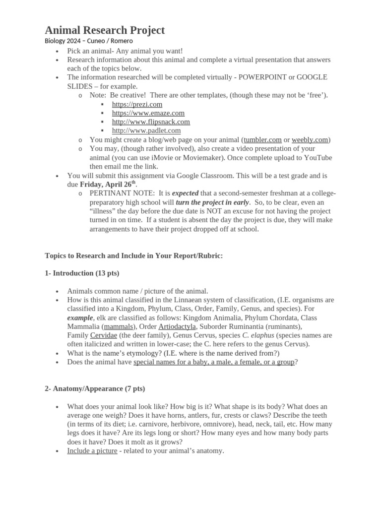 Animal Research Project | PDF | Deer | Zoology