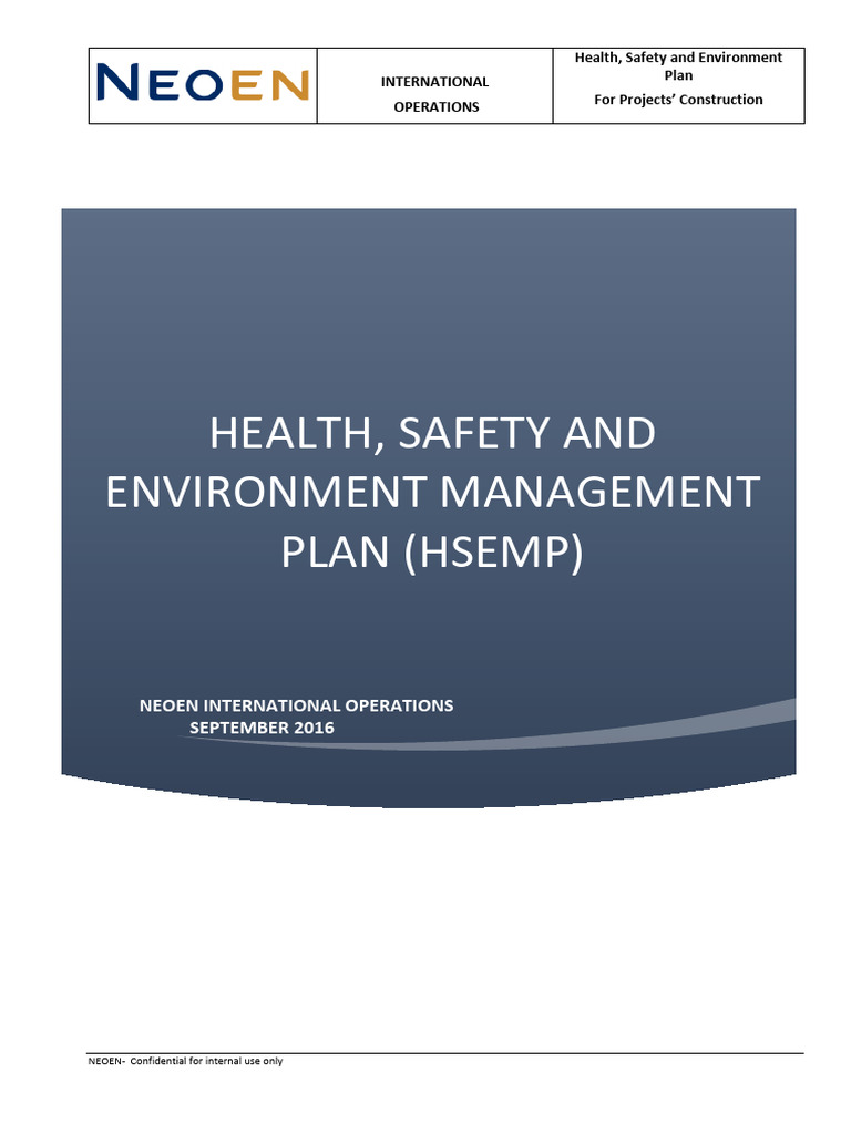 Health Safety and Environment Management Plan NEON | PDF | Safety ...