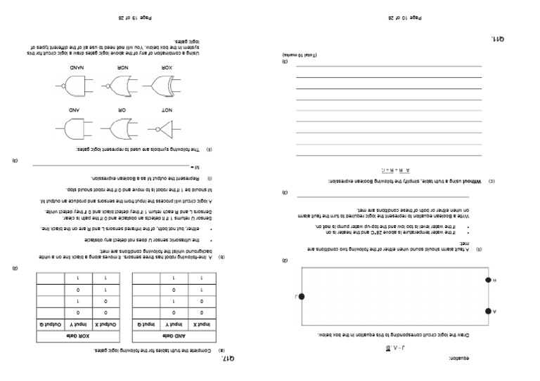 6.5 Boolean Algebra Questions (1) Booklet 10 | PDF | Logic Gate ...