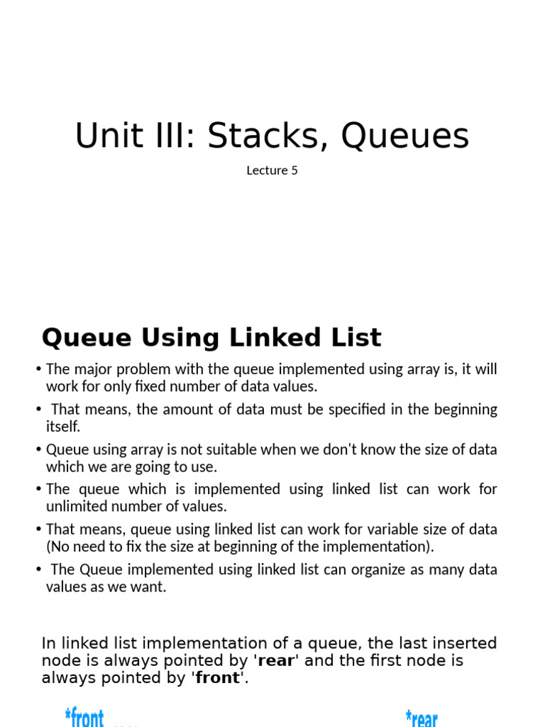 Queue Using Linked List Lecture 4 C++ - Stacks - Queues | PDF | Queue (Abstract Data Type) | C++