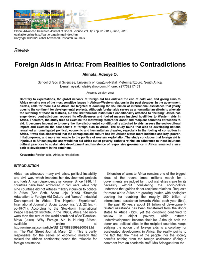 Foreign Aids in Africa From Realities To | PDF | Aids | World Bank