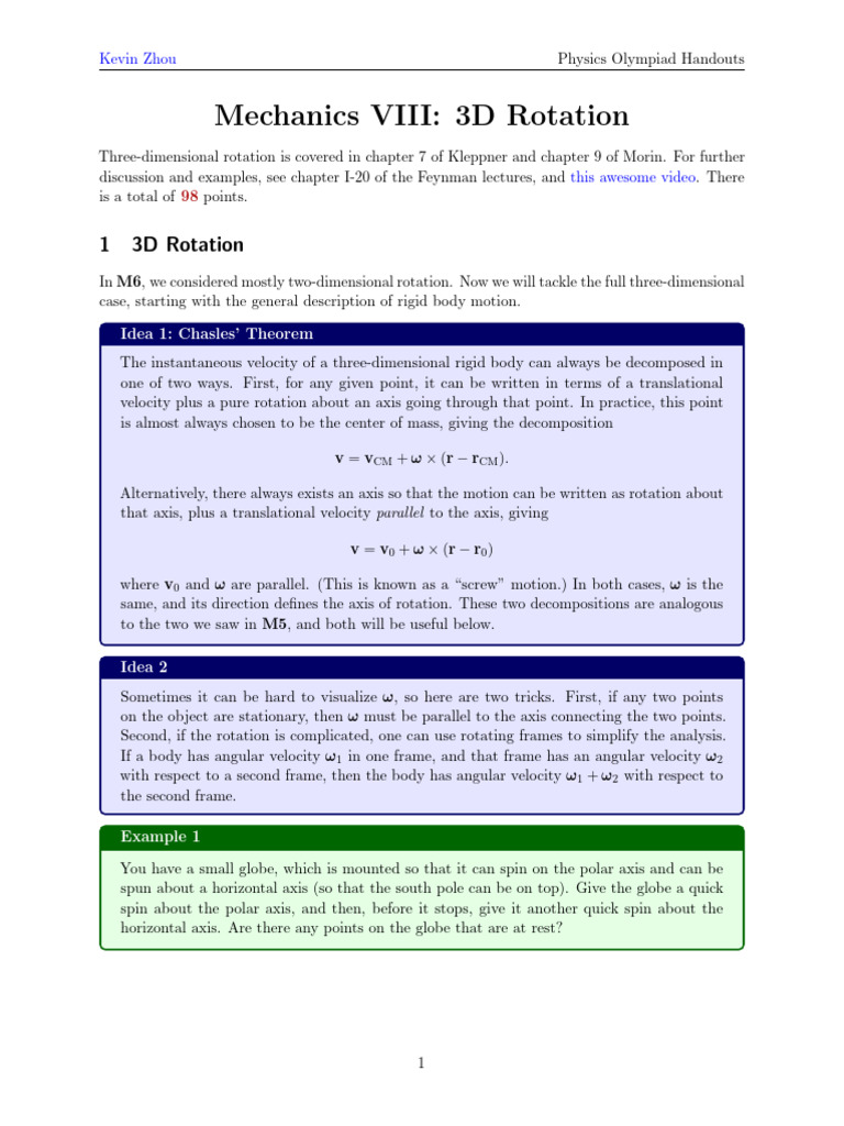 M8 | PDF | Rotation | Rotation Around A Fixed Axis