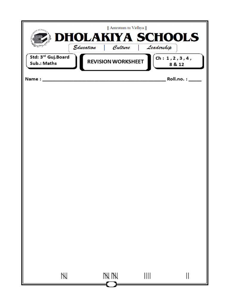 STD 3 Revision Worksheet | PDF | Mathematics | Arithmetic
