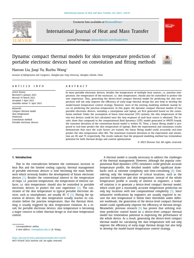Dynamic Compact Thermal Models For Skin Temperature Prediction of ...