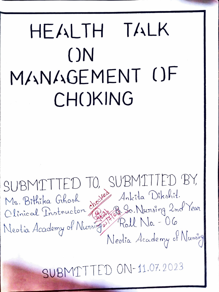 Choking Management Guidelines | PDF