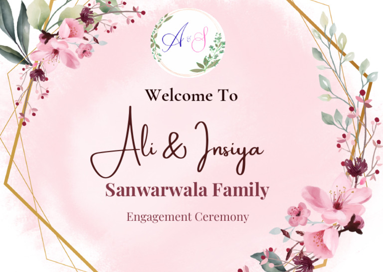 Pink Beautiful Wedding Party Ceremony Invitation Card | PDF