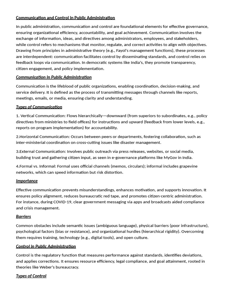 Communication and Control in Public Administration | PDF ...