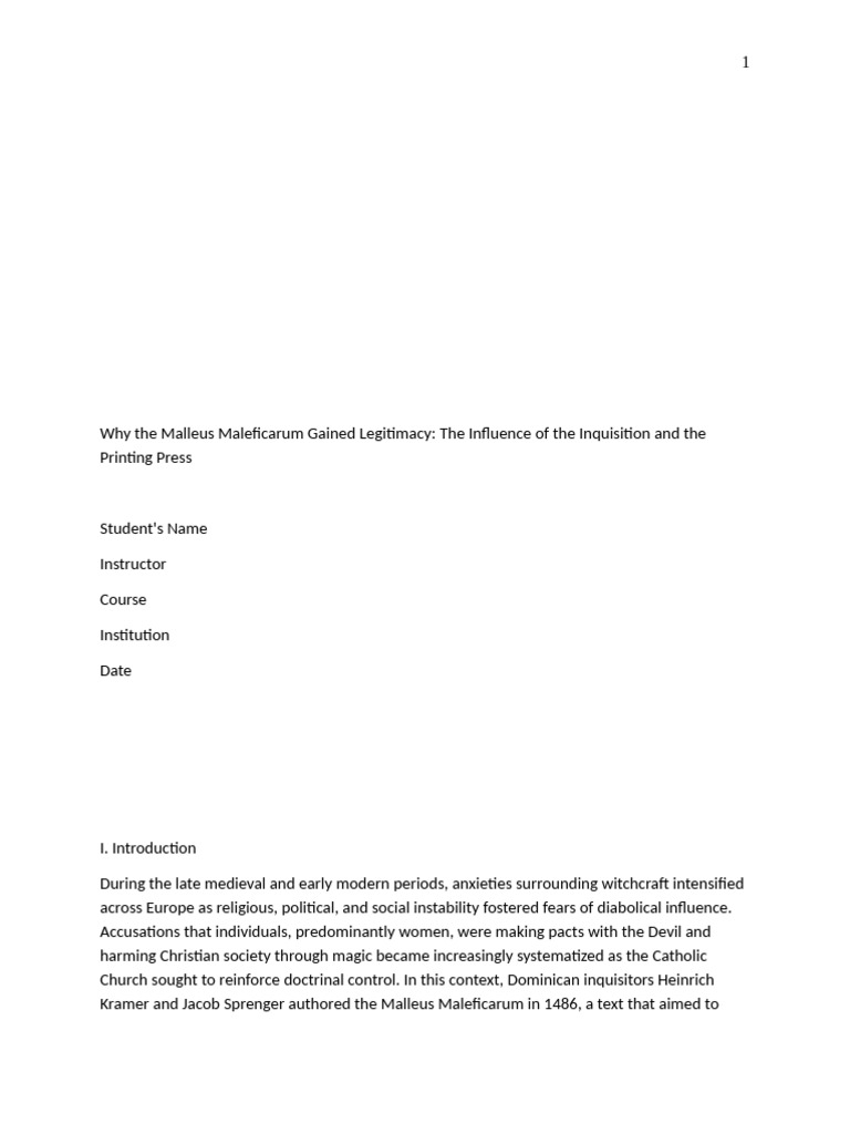 Why The Malleus Maleficarum Gained Legitimacy | PDF | Witchcraft ...