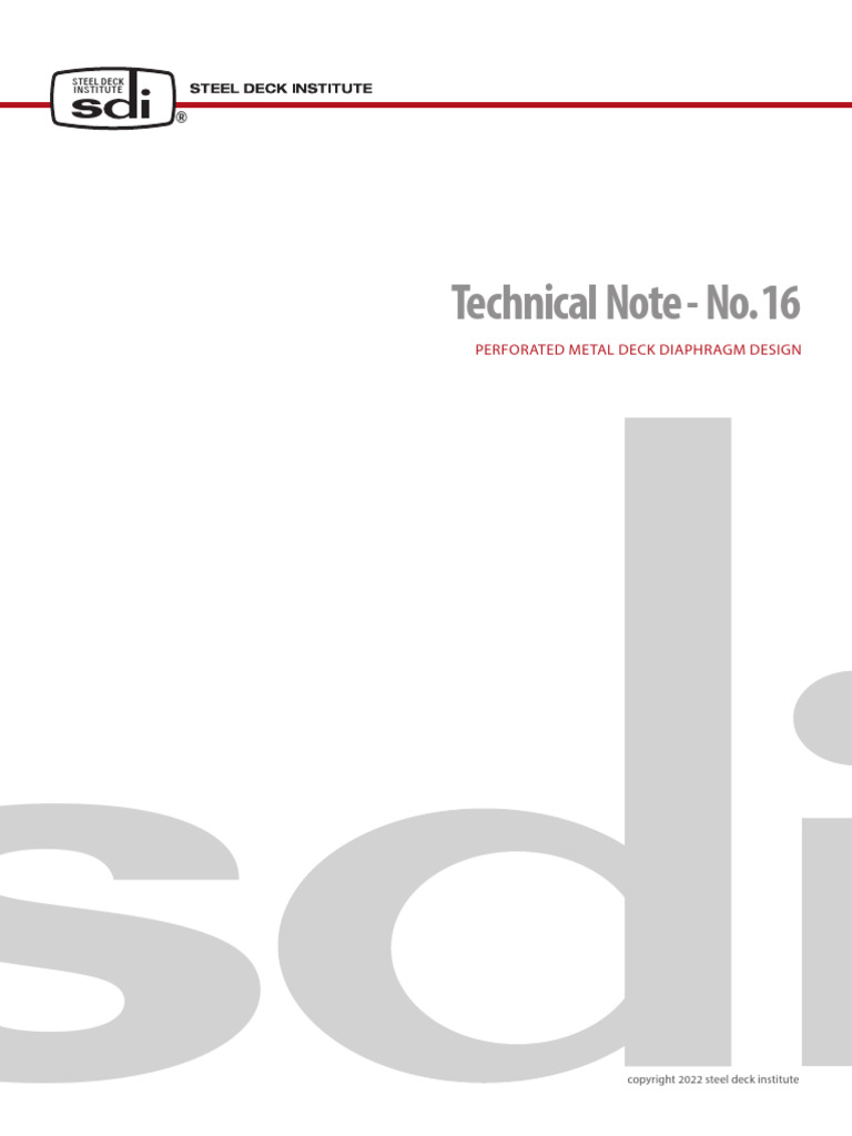 SDI TN 16 Perforated Metal Deck Diaphragm Design (2023-01) | PDF | Beam (Structure) | Area