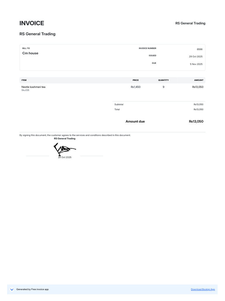 Invoice: RS General Trading | PDF