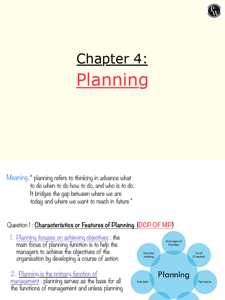 Key Features and Importance of Planning | PDF | Planning | Creativity