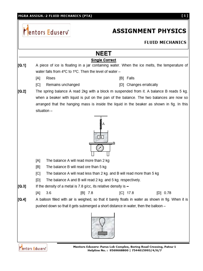 Fluid Mechanics Assignment Questions | PDF | Viscosity | Drop (Liquid)