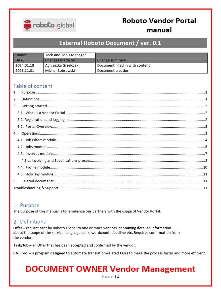Roboto Vendor Portal User Manual | PDF | User (Computing) | Invoice