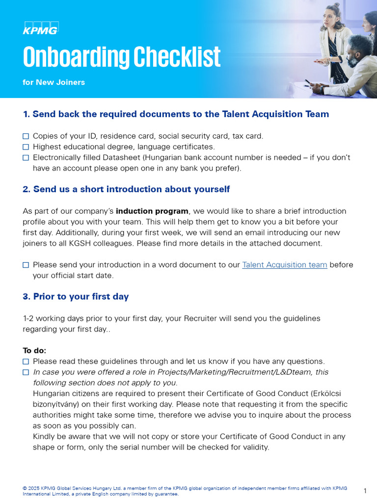 New Joiner Onboarding Checklist | PDF