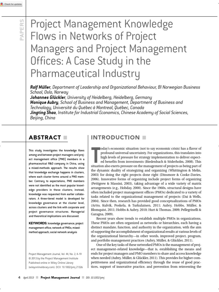 Knowledge Flows in PMO Networks | PDF | Governance | Social Network
