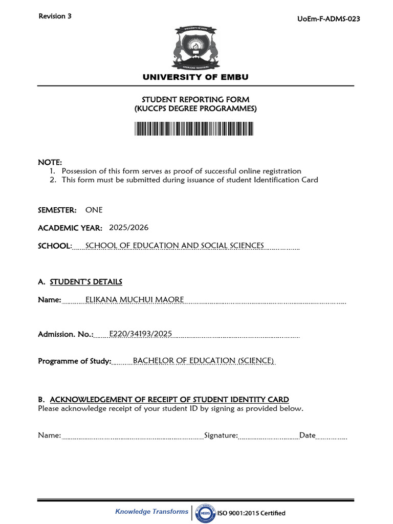 Student Reporting Form | PDF