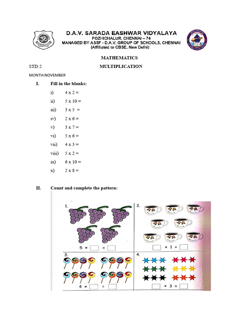 Grade 2 Multiplication Worksheets | PDF