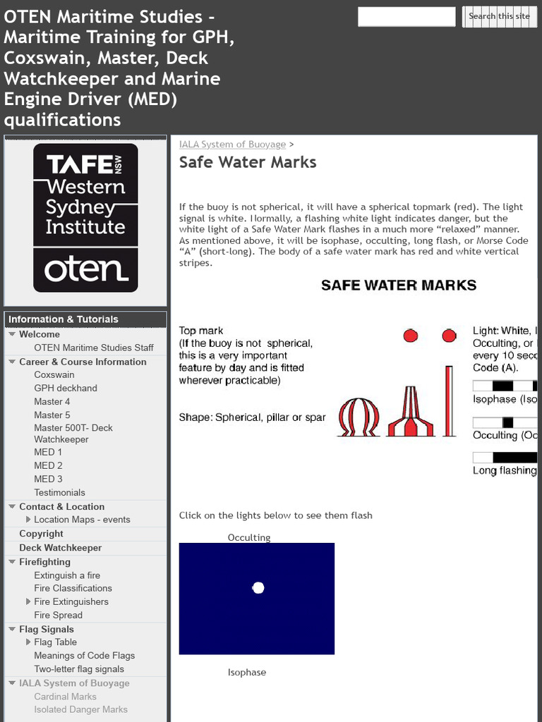 Safe Water Marks - OTEN Maritime Studies - Maritime Training For GPH ...