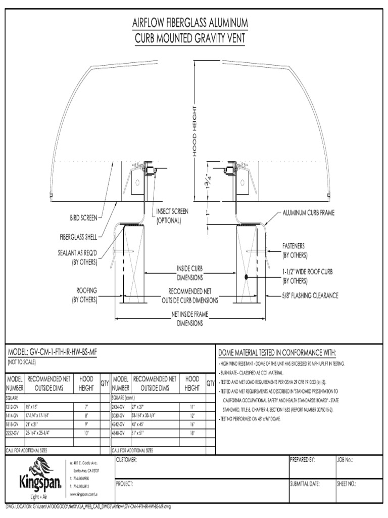 Kingspan Gravity Vent Drawing | PDF