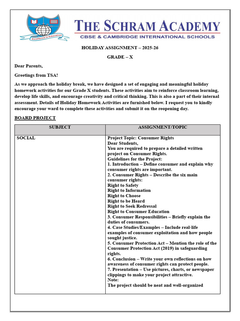 Grade 10 HOLIDAY ASSIGNMENT 2-2 | PDF