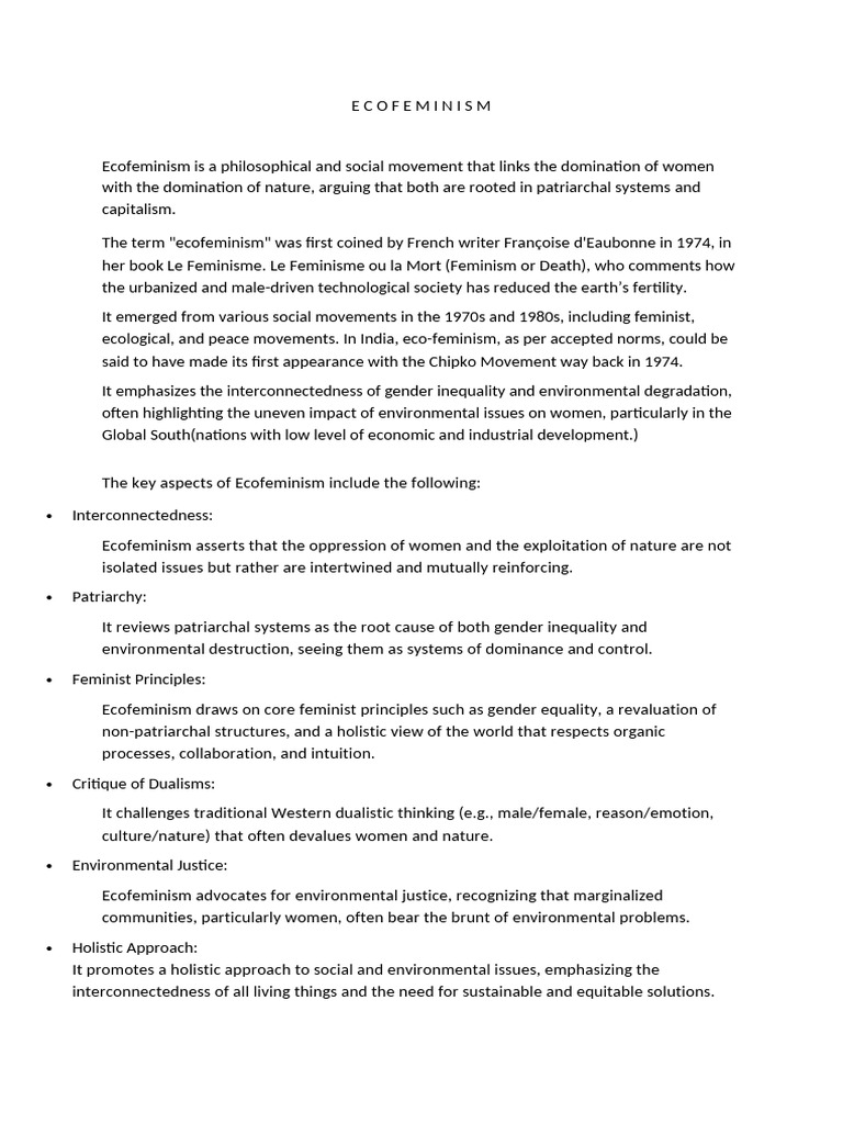 Understanding Ecofeminism: Women and Nature | PDF | Ecofeminism ...