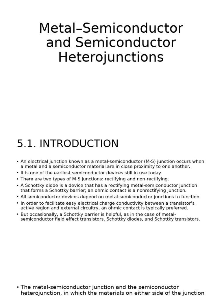 Metal-Semiconductor Junctions Explained | PDF | P–N Junction | Diode