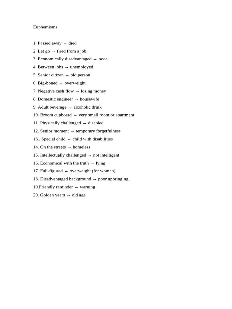 Common Euphemisms Explained | PDF
