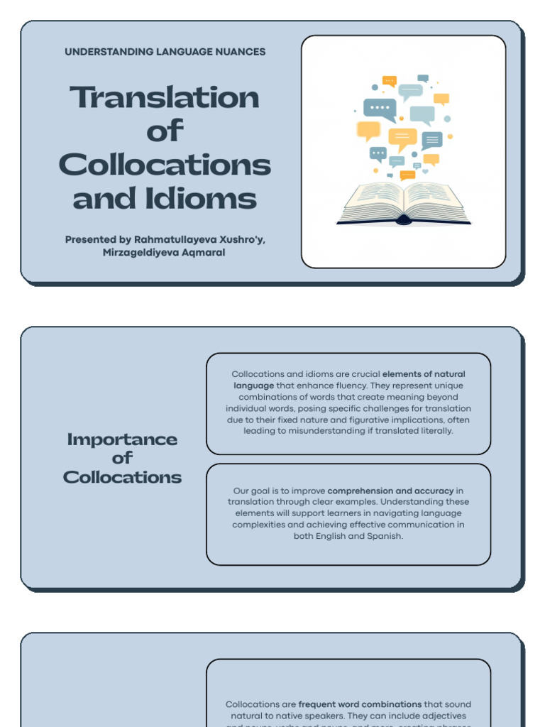 Presentation - Translation of Collocations and Idioms | PDF | Idiom ...