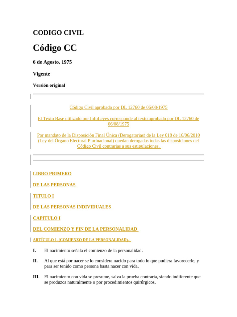 Código Civil: Personalidad y Derechos | PDF | Posesión (Ley) | Propiedad