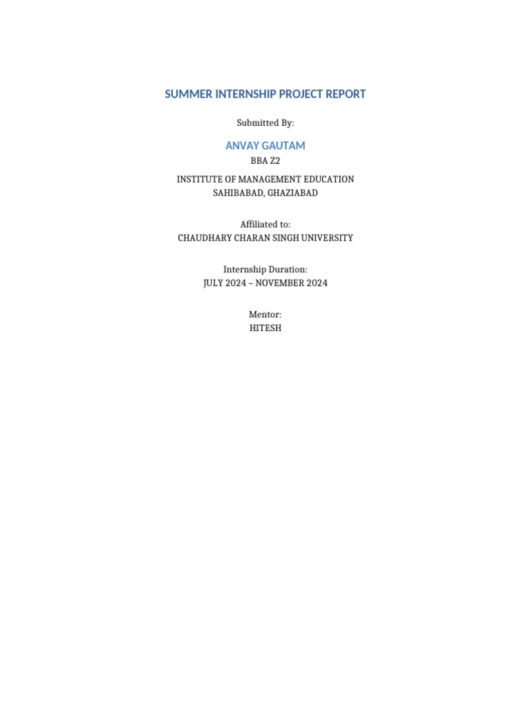 Summer Internship Report at Digital Gyani | PDF | Mentorship | Human ...