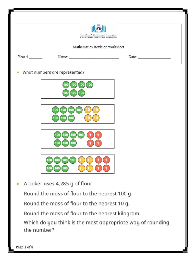 Revision Worksheet Place Value | PDF