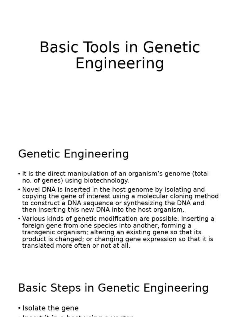 Essential Genetic Engineering Tools | PDF | Vector (Molecular Biology ...