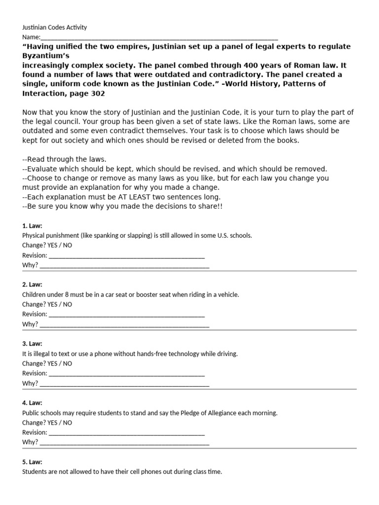 Justinian S Code Assignment | PDF