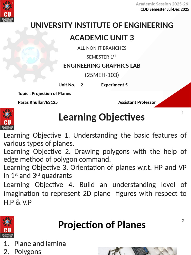 Experiment 5 (Projection of Planes) | PDF | Shape | Mathematical Concepts