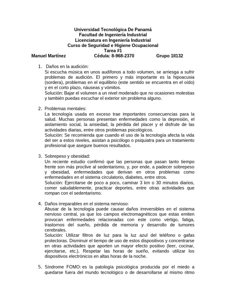 Enfermedades relacionadas a la tecnología - SEG. E HIG. OCUP | PDF | Obesidad | Trastorno mental