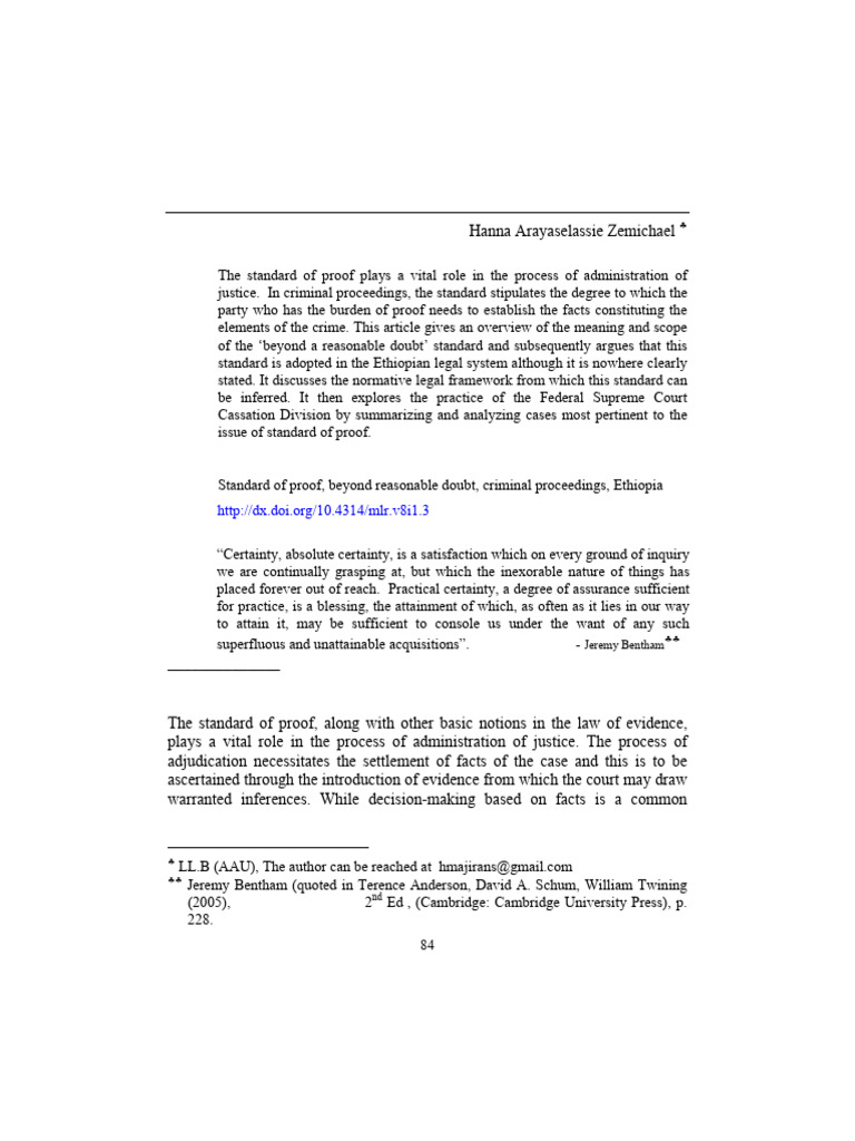 The Standard of Proof in Criminal | PDF | Burden Of Proof (Law ...