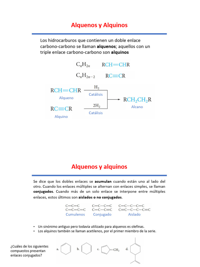Alquenos y Alquinos: Estructura y Reacciones | PDF | Alqueno | Isómero